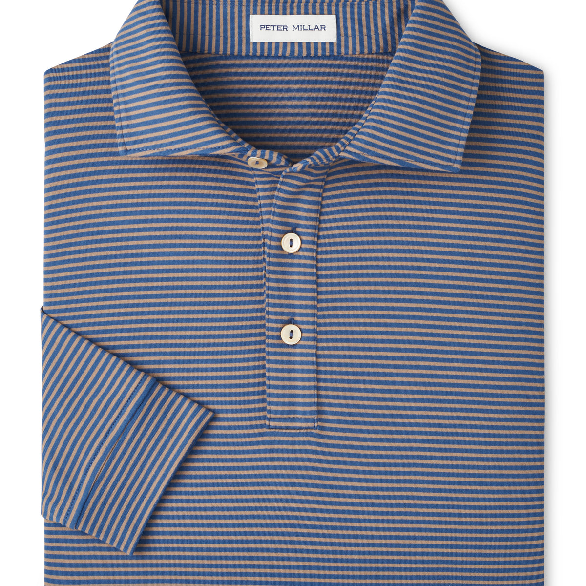 Peter Millar Lyons Stripe Performance Jersey Long-Sleeve Polo in Blue ...