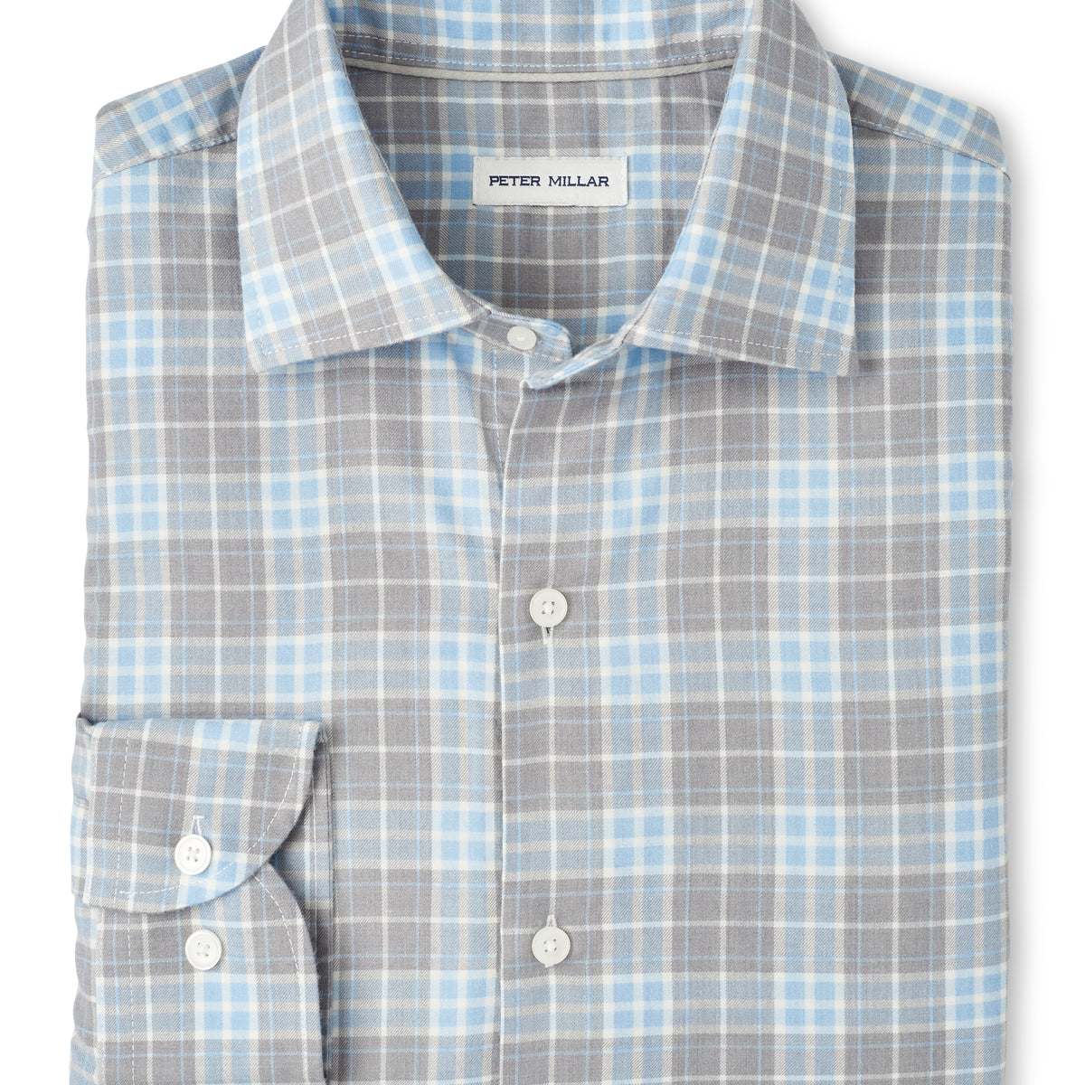 Peter Millar Big Bear Performance Flannel Shirt in Gale Grey ...