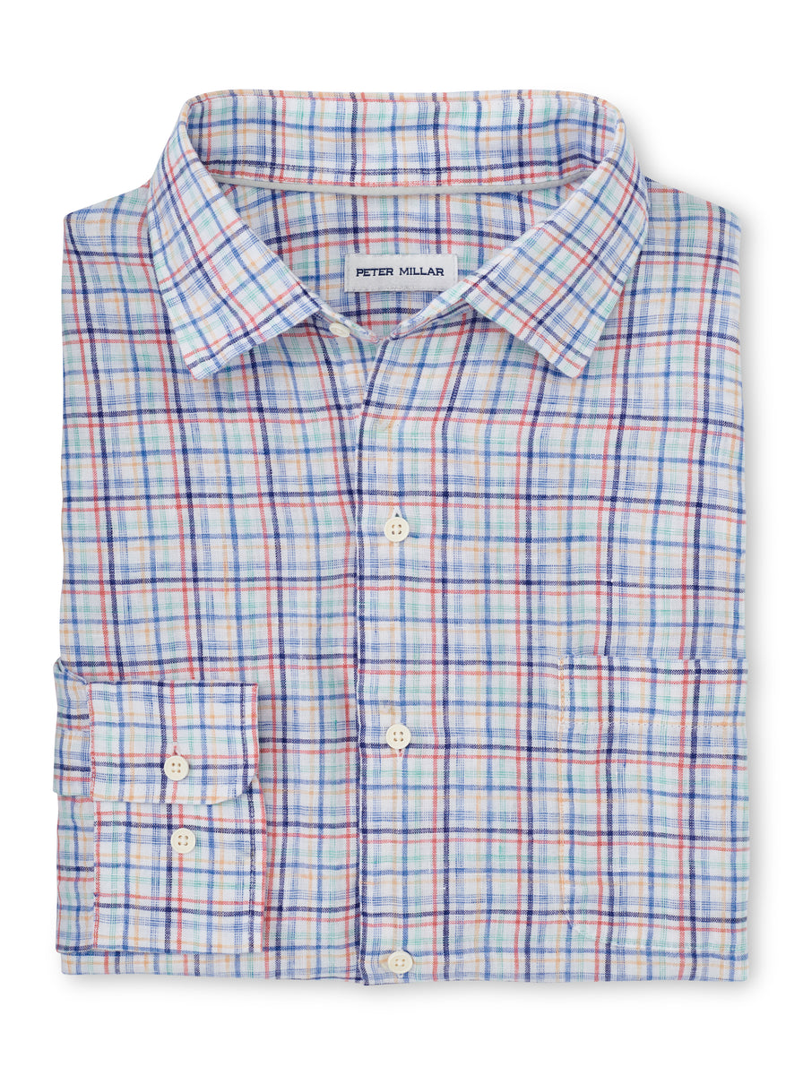 Peter Millar Clambake Linen Sport Shirt in Multi – Boardroom Clothing ...